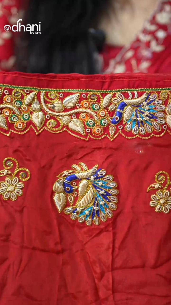 Kolkata Handwork Blouse with Elegant Zardosi Work Design – Odhani By SRN